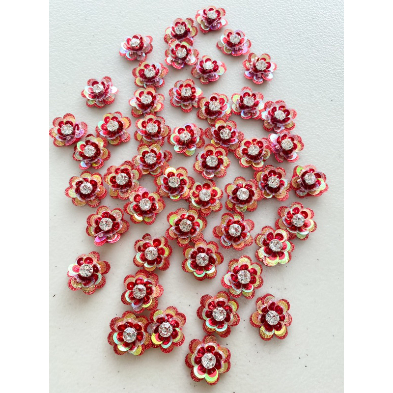 Jual Bunga 3d / Bunga payet ( Merah, Maroon , Manggis ) | Shopee Indonesia