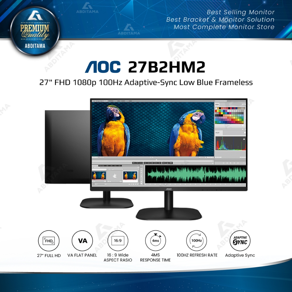 Jual Monitor LED AOC 27B2HM2 27" FHD 1080p 100Hz HDMI 1.4x2 Vesa ...