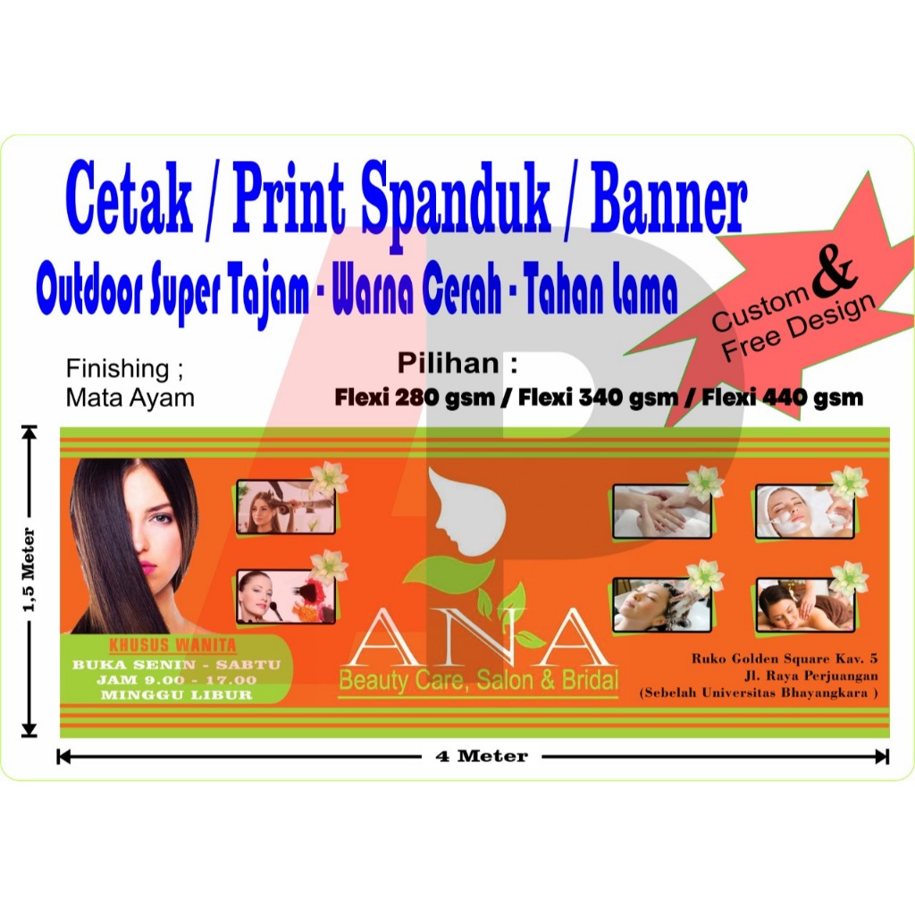 Jual (AZKA PRINT) cetak spanduk banner salon / FREE DESIGN CUSTOM ...