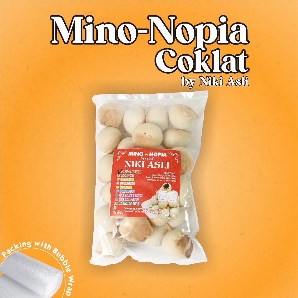 Jual Snack Mino Nopia Rasa Cokelat NIKI ASLI asli Banyumas Purwokerto ...