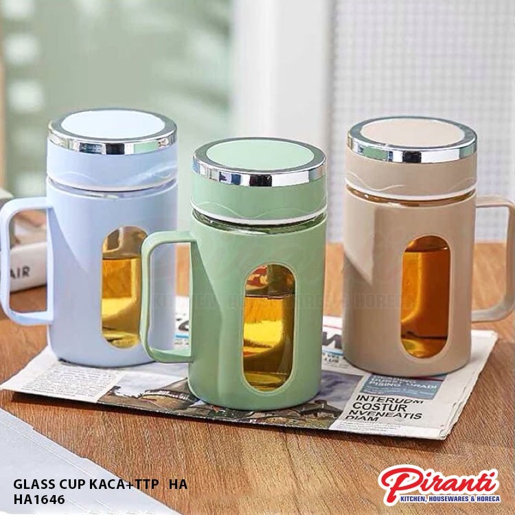 Jual Gelas Kaca Gagang / Gelas Shell 500 ML Kemasan Box/Cangkir Minum ...