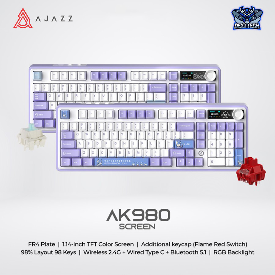 Jual Ajazz AK980 / AK-980 98% Wirelsss Mechanical Keyboard Three Mode ...