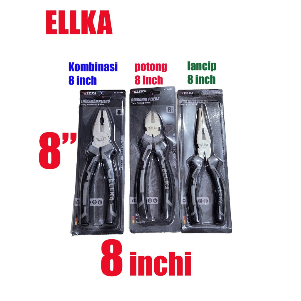 Jual tang 8 inch ELLKA potong kombinasi lancip 8" | Shopee Indonesia
