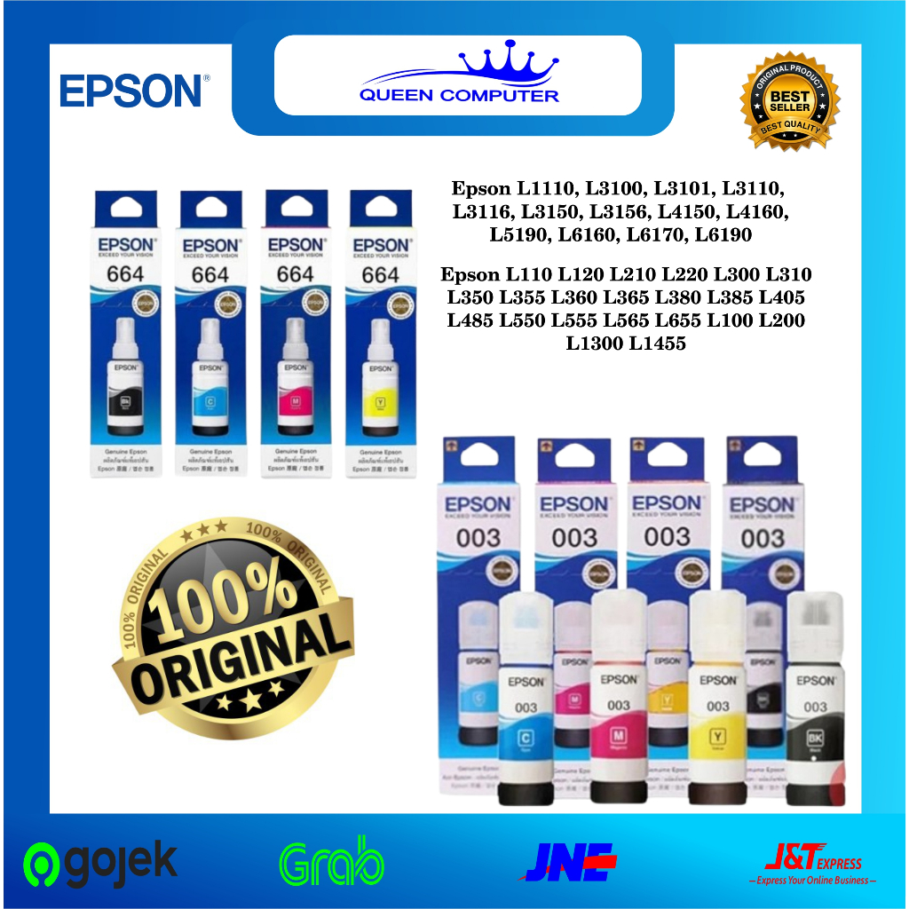 Jual TINTA ORIGINAL Epson L100, L200, L110, L210, L300, L5190, L3150 ...