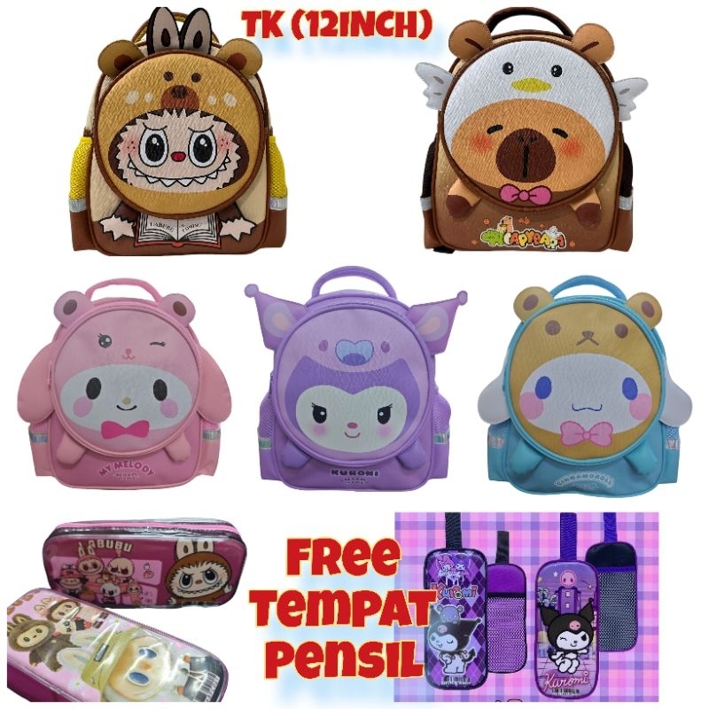Jual FREE TEMPAT PENSIL / Tas ransel anak sekolah paud tk import premium LABUBU kuromi cinamon ...