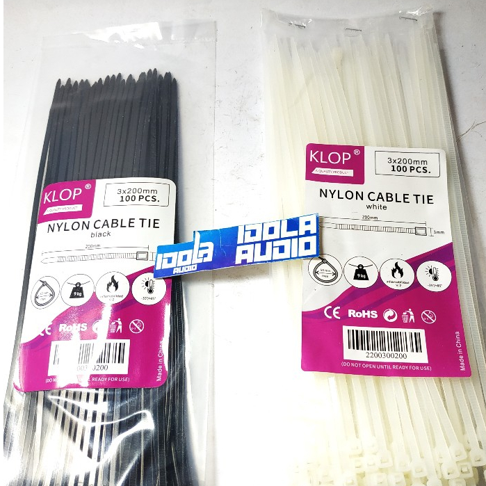 Jual Kabel TIE 3 x 200 mm Merek Klop / Nylon Cable TIE Putih - Hitam ...
