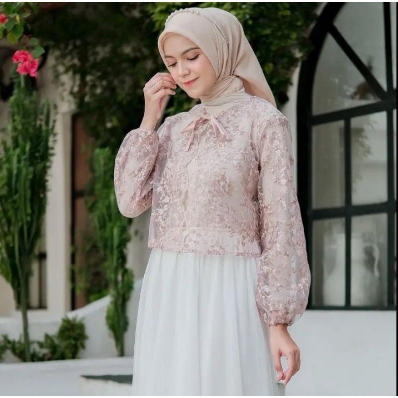 Jual Outer Crop Top Wanita Tulle Brokat Sapto Terbaru Kondangan ...