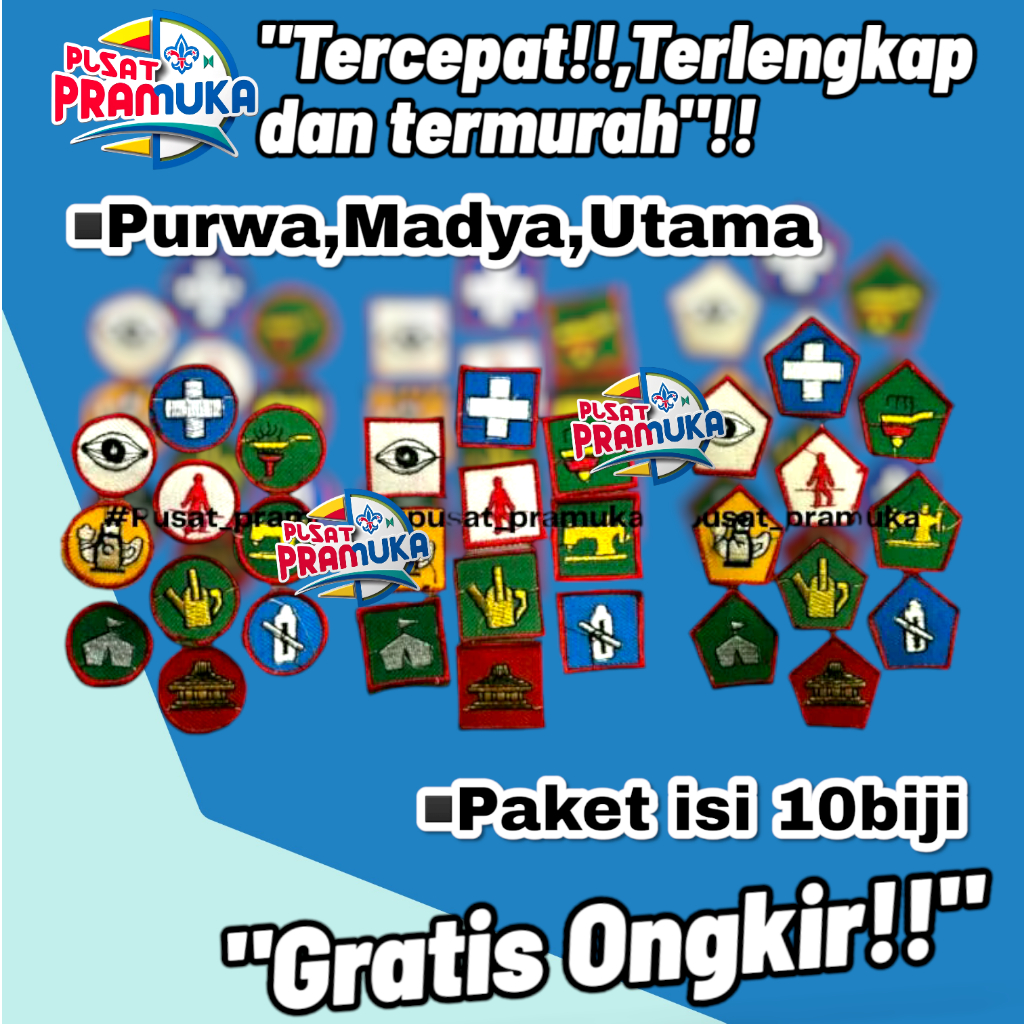 Jual Logo bordir tkk pramuka wajib penggalang purwa madya utama (Paket isi 10 tkk wajib ...