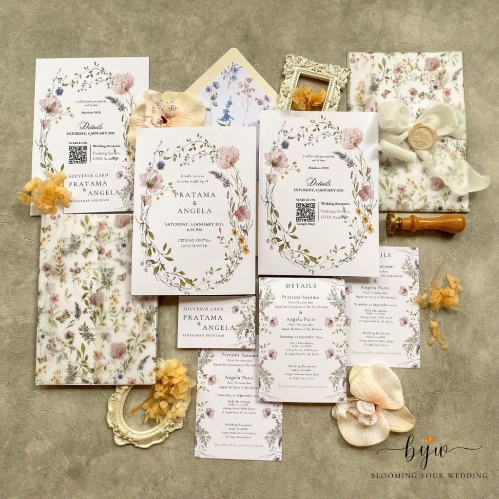 Jual bloomingyourwedding PROSES CEPAT invitation floral undangan ...