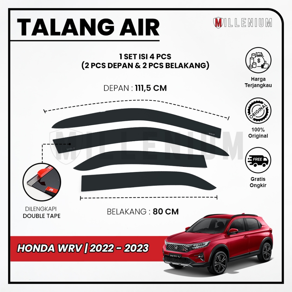 Jual Talang Air Pintu Mobil Honda WRV 2022 – 2023 Model Flat Rata 4 Pintu | Shopee Indonesia