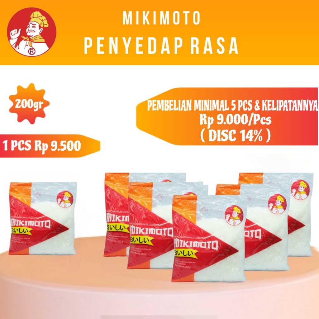 Jual MIKIMOTO Micin Msg Penyedap Rasa MM 200 - Kemasan 200gr (5 Pcs ...