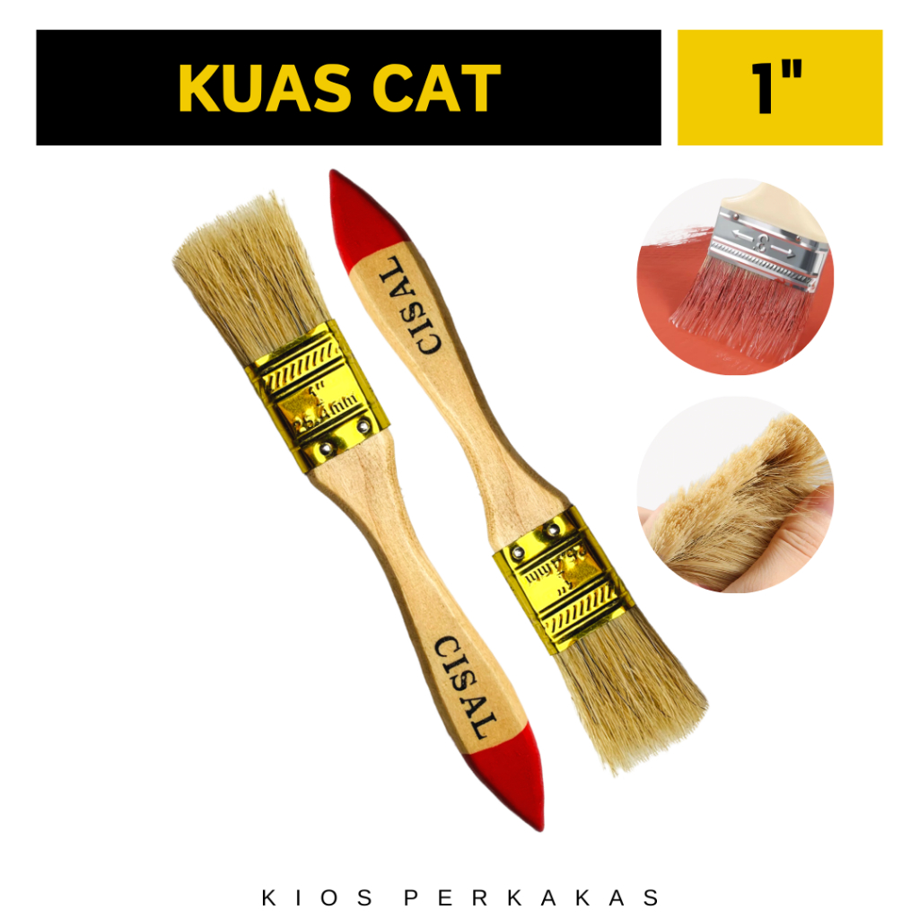 Jual Kuas Cat Tembok Dinding Gagang Kayu Ukuran 1inch Koas Cat Besi ...
