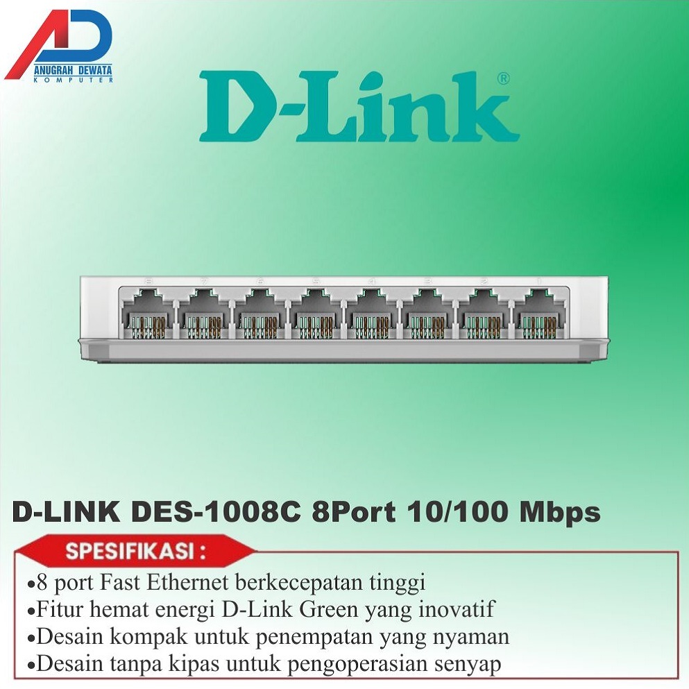 Jual SWITCH HUB DLINK 8 PORT DES-1008C 10/100Mbps | Shopee Indonesia
