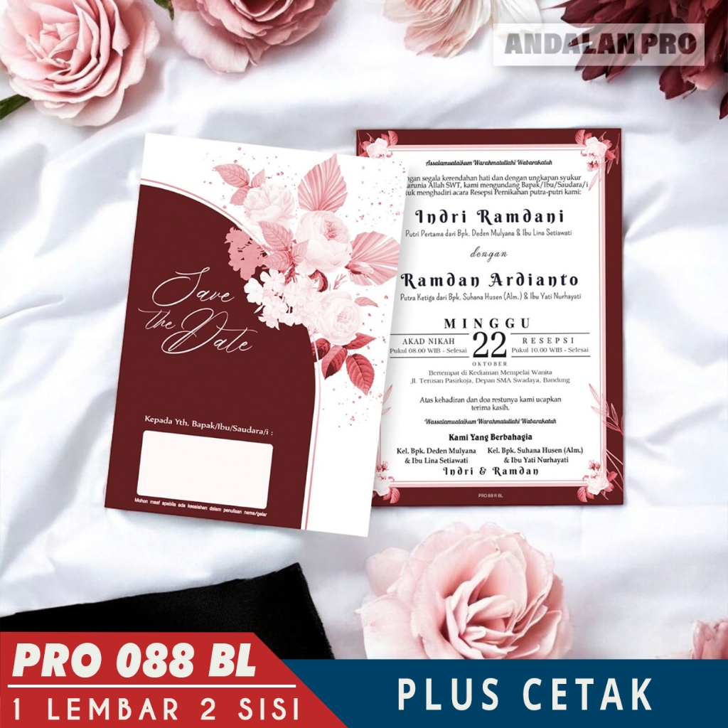 Jual PRO 088 R BL MAROON Varian 1 Lembar 2 Sisi - Cetak Undangan ...