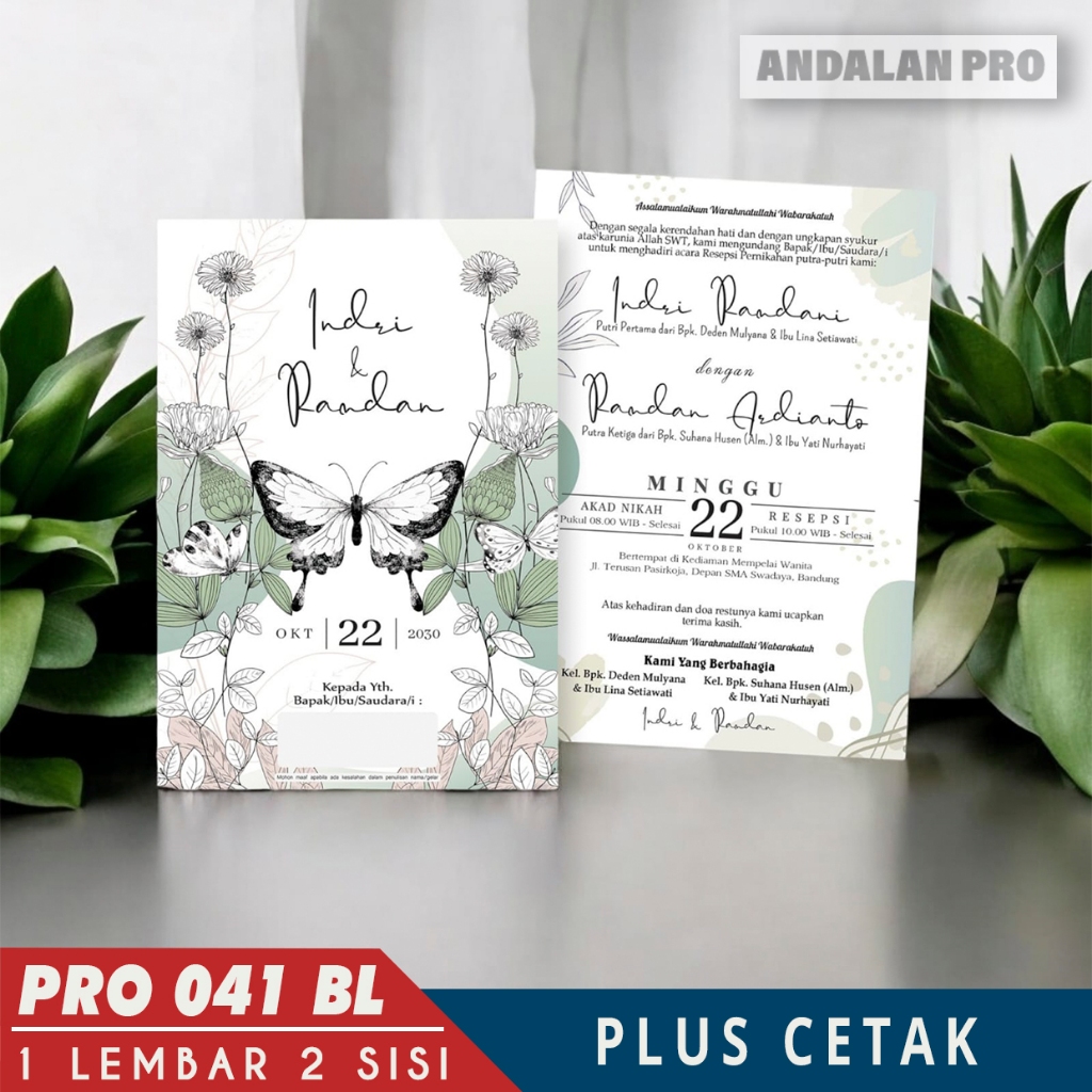 Jual PRO 041 BL Varian 1 Lembar 2 Sisi - Cetak Undangan Pernikahan, Ngunduh Mantu, Khitanan ...