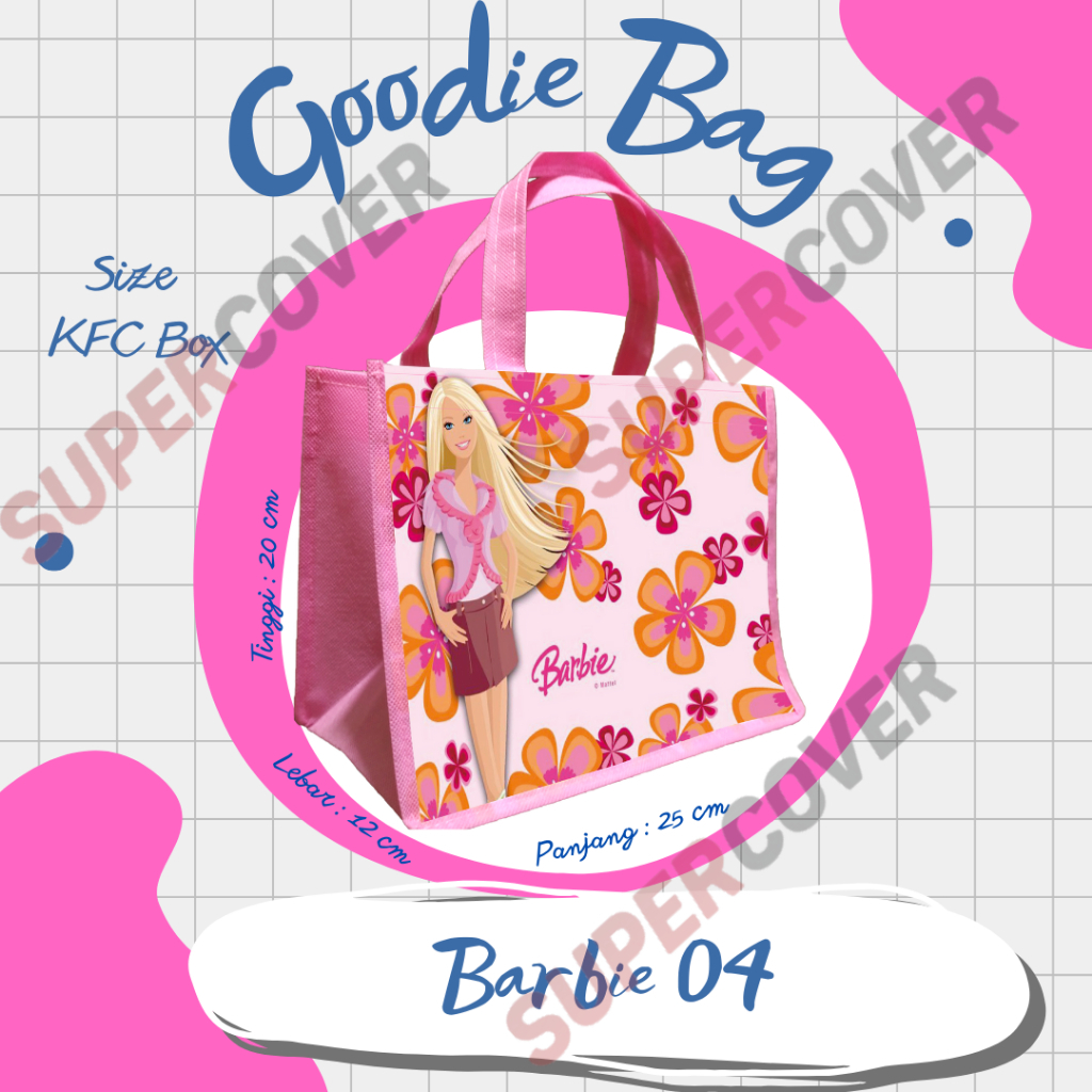 Jual Tas Goodie Bag Gambar Barbie 04 warna Baby Pink, Karakter Barbie ...