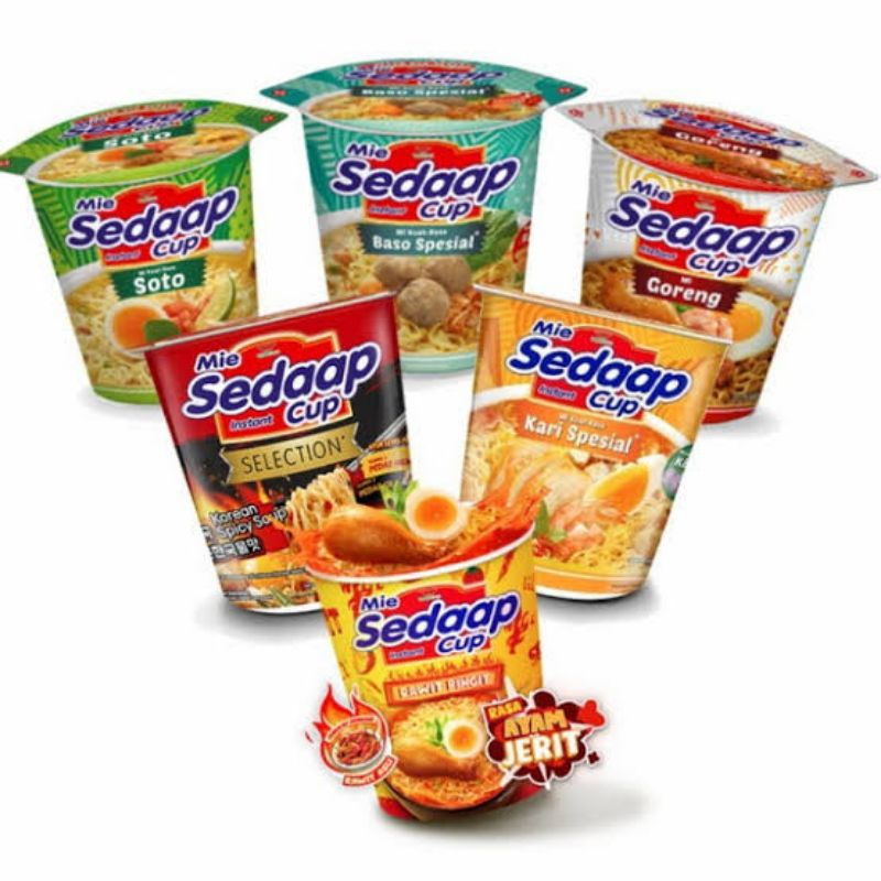 Jual Mie Sedaap Cup Goreng, Korean Spicy Goreng dan Soup, Kari, Baso ...