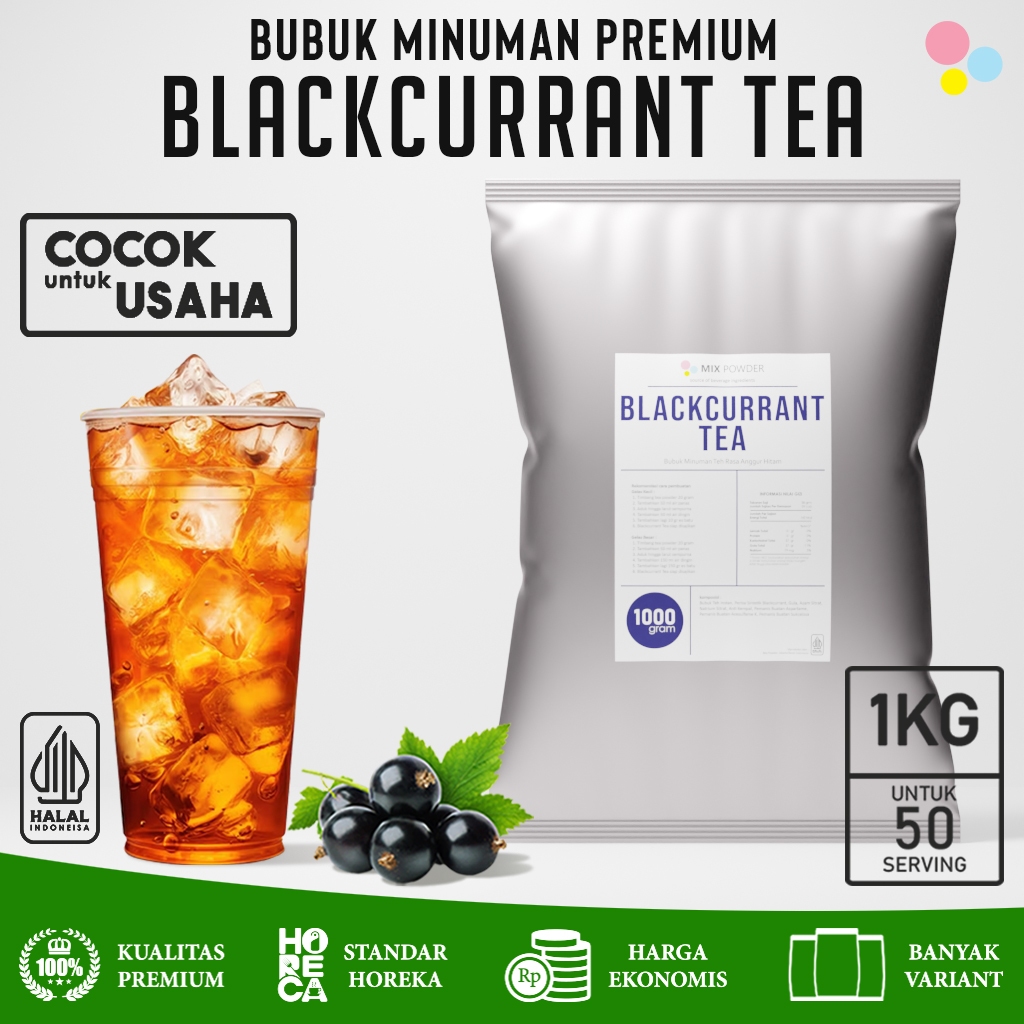 Jual Bubuk Minuman Rasa Blackcurrant Tea Powder 1Kg Serbuk Minuman Teh ...