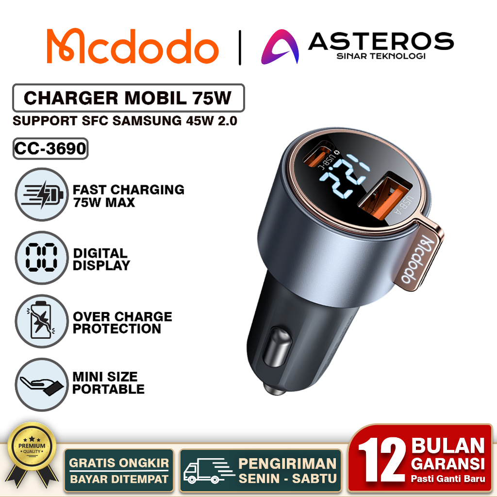 Jual MCDODO Car Charger Mobil Dual Port Digital Display Fast Charging 75w - 100w Max | Shopee ...
