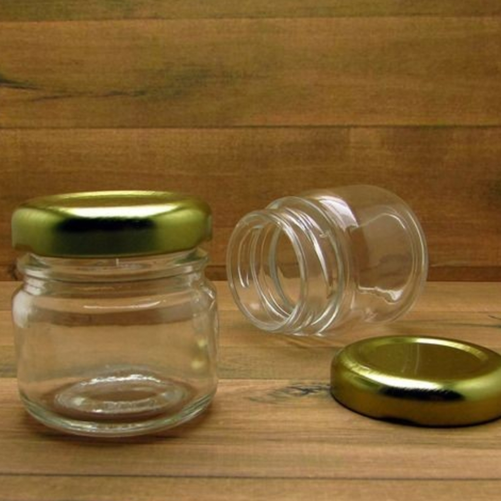 Jual /12 PCS 30ML JAR SILINDER KACA TUTUP GOLD / BOTOL KACA SILINDER ...