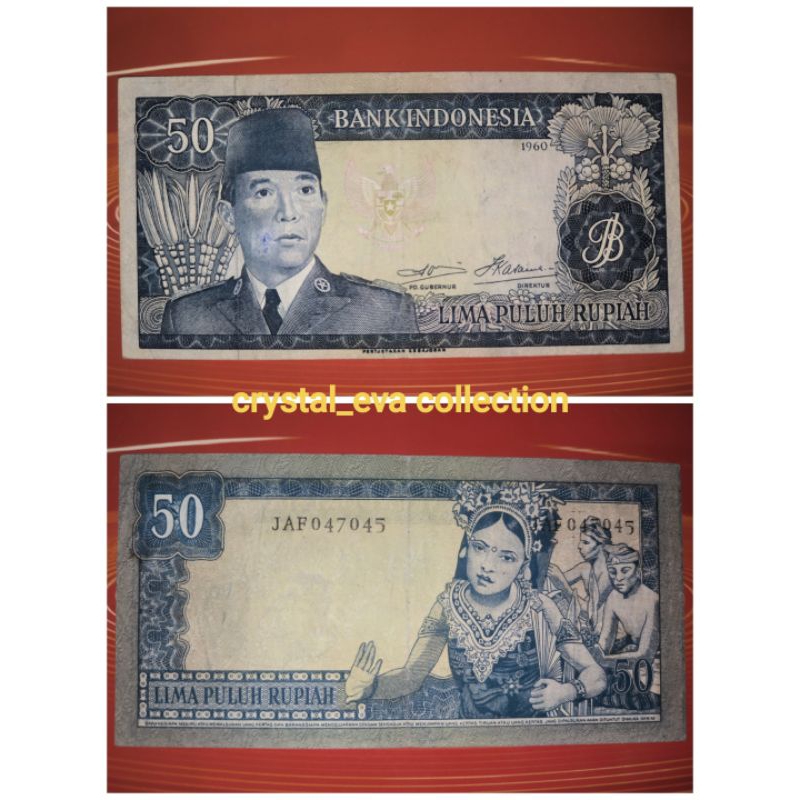 Jual Uang Kertas Kuno Seri Soekarno 50 Rupiah Tahun 1960 (ASLI) | Shopee Indonesia