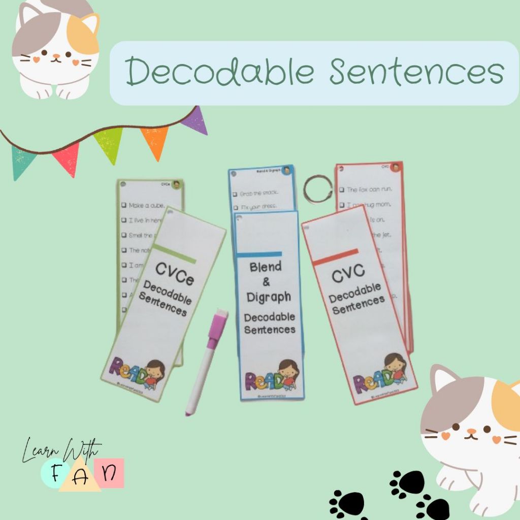 Jual LearnWithFan • Phonics Decodable Sentences Card | Shopee Indonesia
