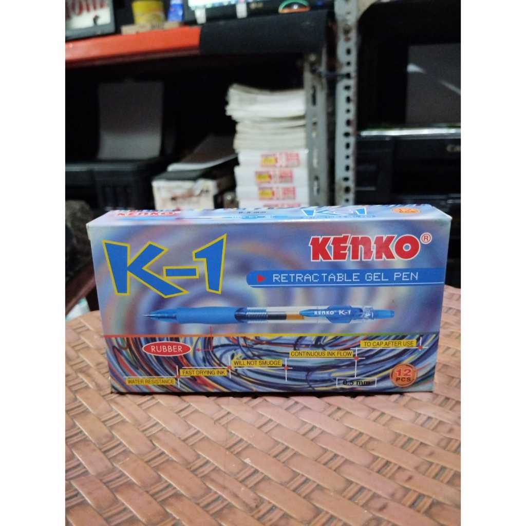Jual pulpen gel kenko K-1 biru 0.5mm 1 pack isi 12 pcs | Shopee Indonesia