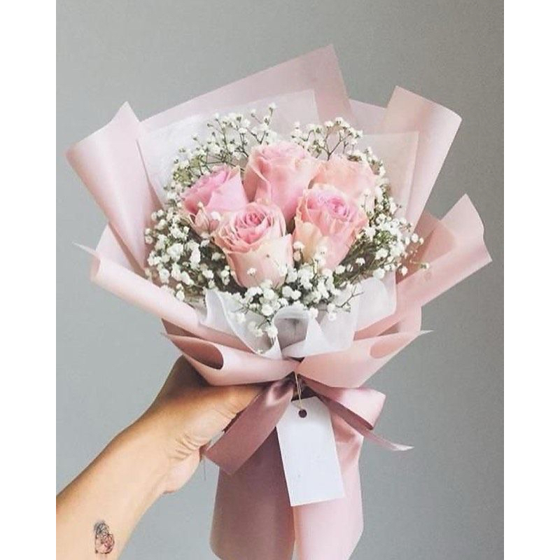 Jual classic simple pink series bouquets bucket buket bunga segar siap ...