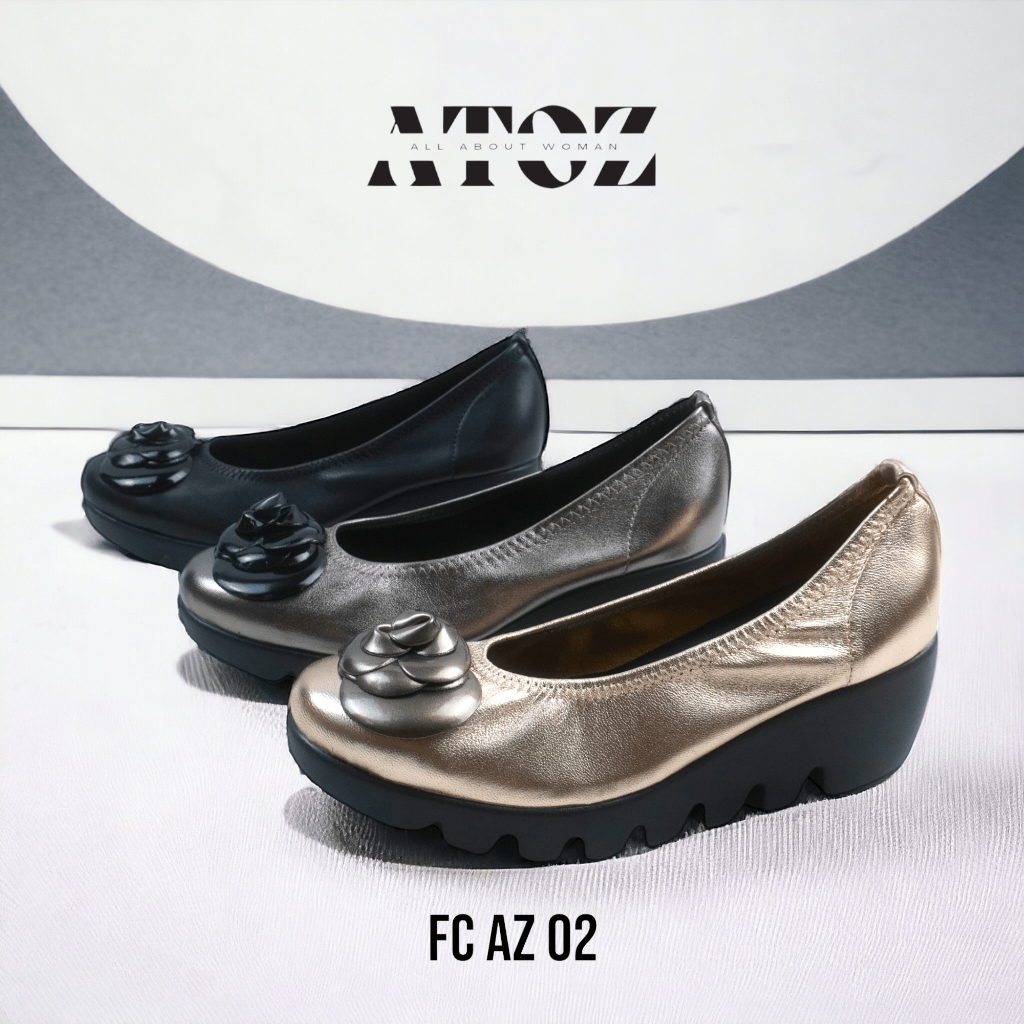 Jual FIRST CONTACT Sepatu Wedges Wanita 7 cm AZ Bunga Free Box Kulit ...