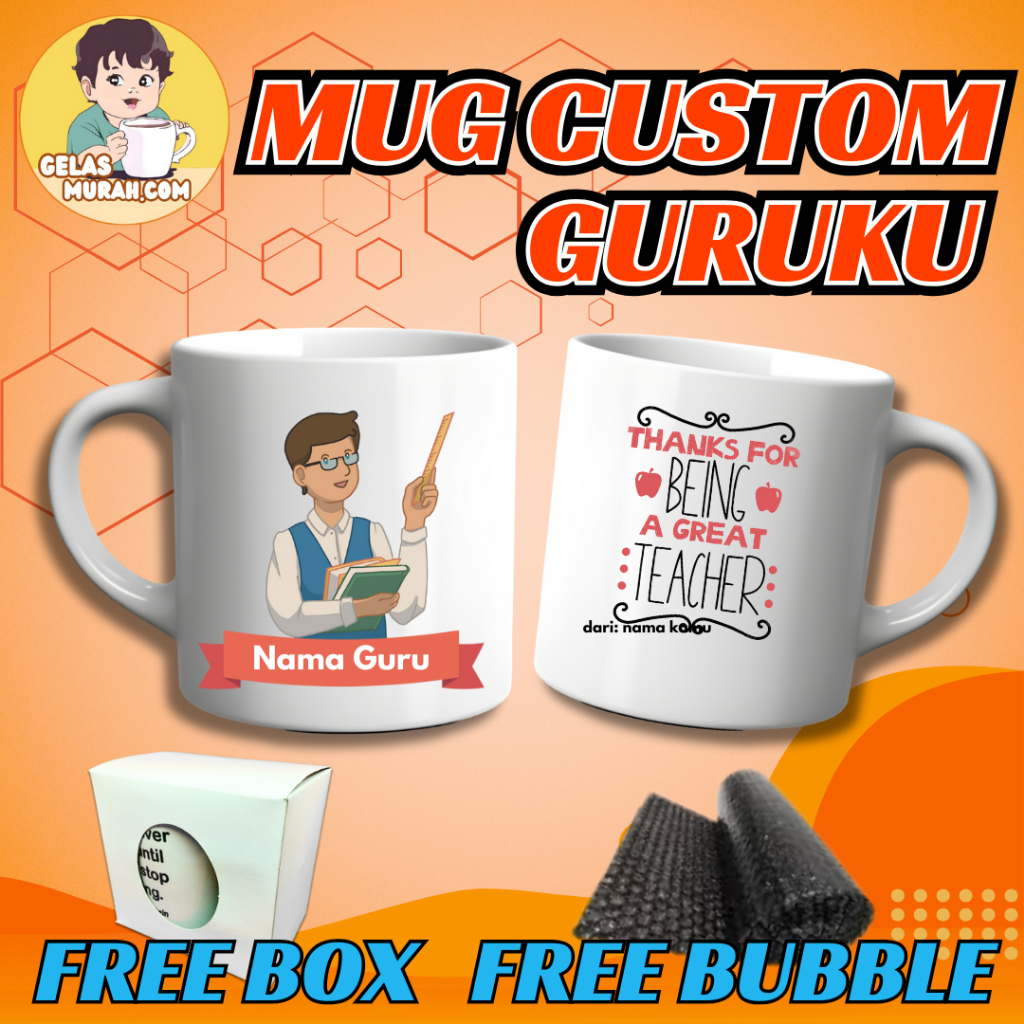 Jual TEACHER DAY / MUG CUSTOM GURU / SOUVENIR MURAH UNTUK GURUKU / CETAK GELAS CUSTOM / KADO ...