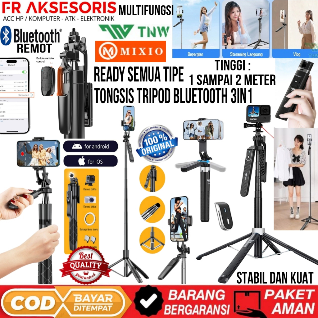Jual Tongsis Bluetooth mixio Tongsis panjang 160CM / 80CM Tripod 3in1 ...