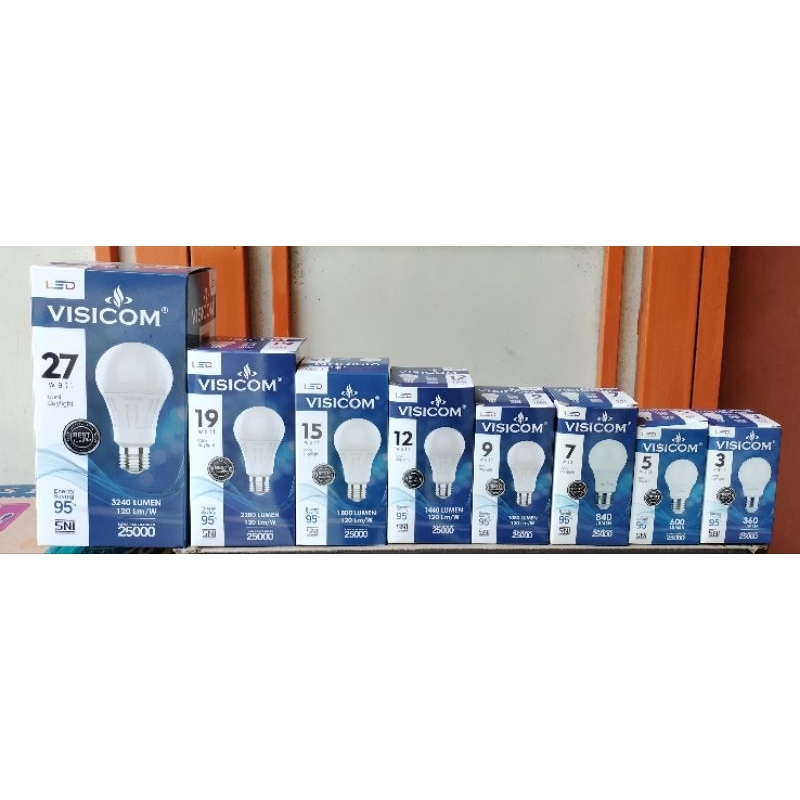 Jual Lampu LED Bulb 3 Watt - 27 watt merk Visicom Cahaya Putih Terang. | Shopee Indonesia