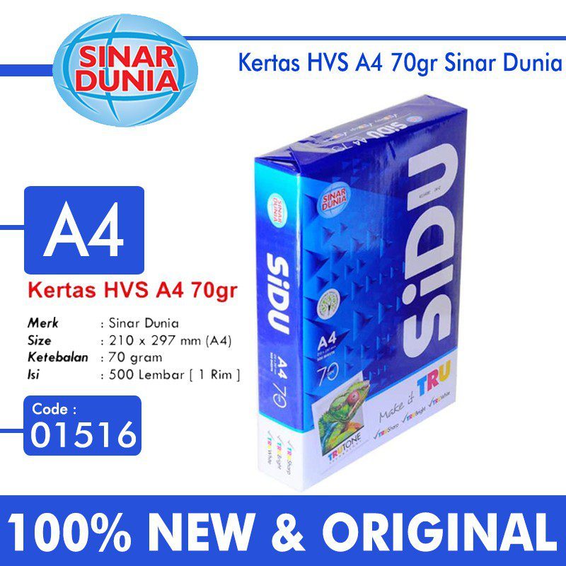Jual Kertas A4 70gr 75gr 80gr SiDu Copier 1 Rim 500 Lembar HVS | Shopee Indonesia