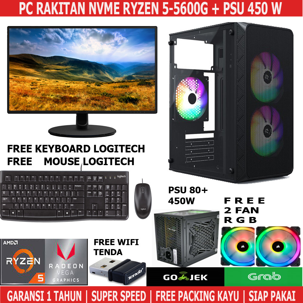 Jual RAKITAN GAMING PC RYZEN 5-5600G NVME RGB PSU 80+ 80 PLUS | Shopee ...