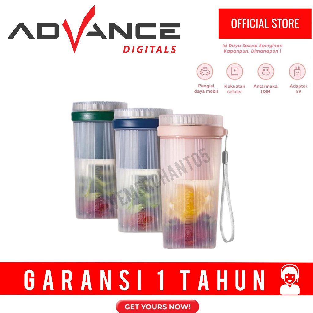 Jual Blender Portable Advance BL 301 Battery Charge Pelumat Juicer Buah 1300mAh Murah Garansi ...