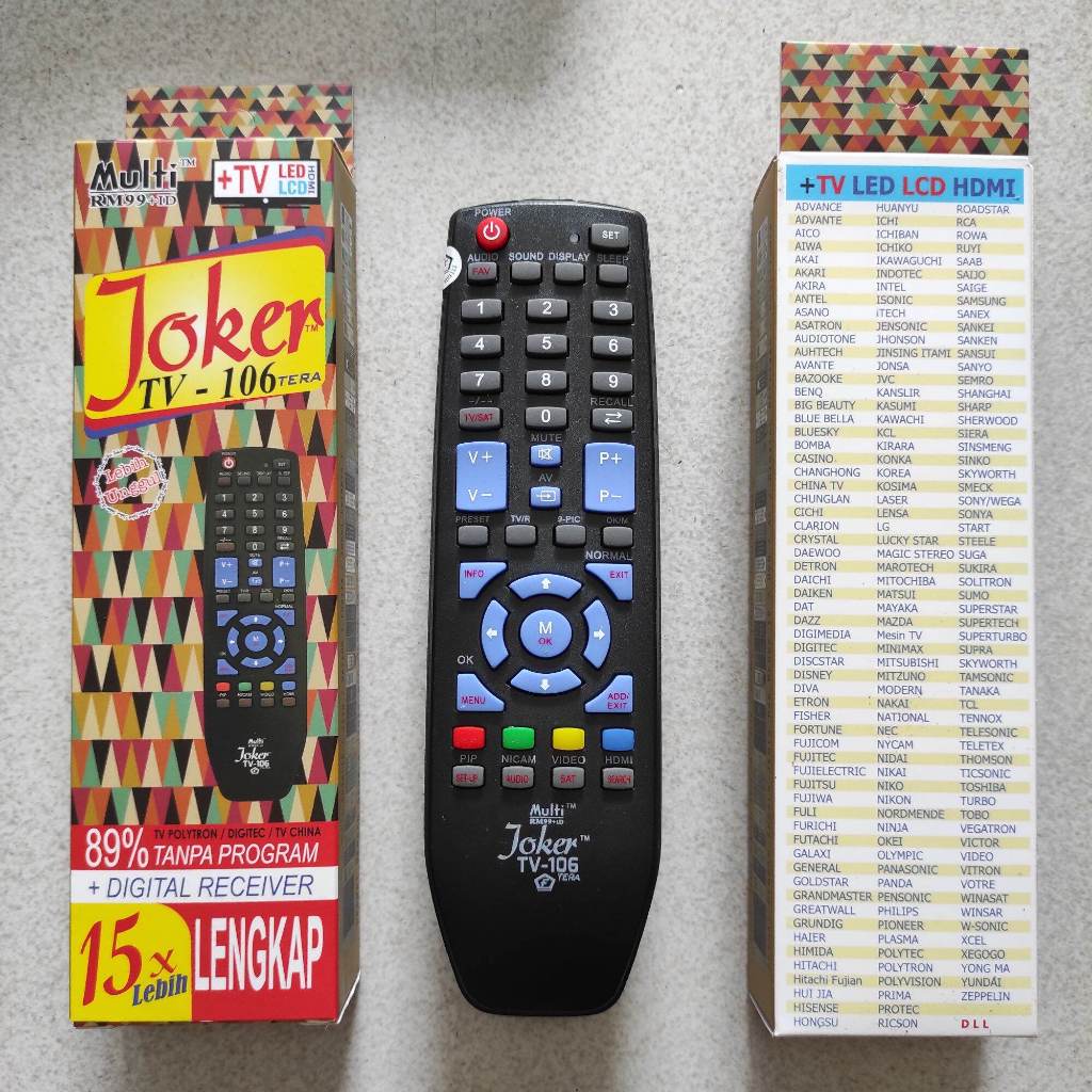 Jual Remote Remot TV Digital Tabung MULTI/UNIVERSAL merk JOKER type 528 ...