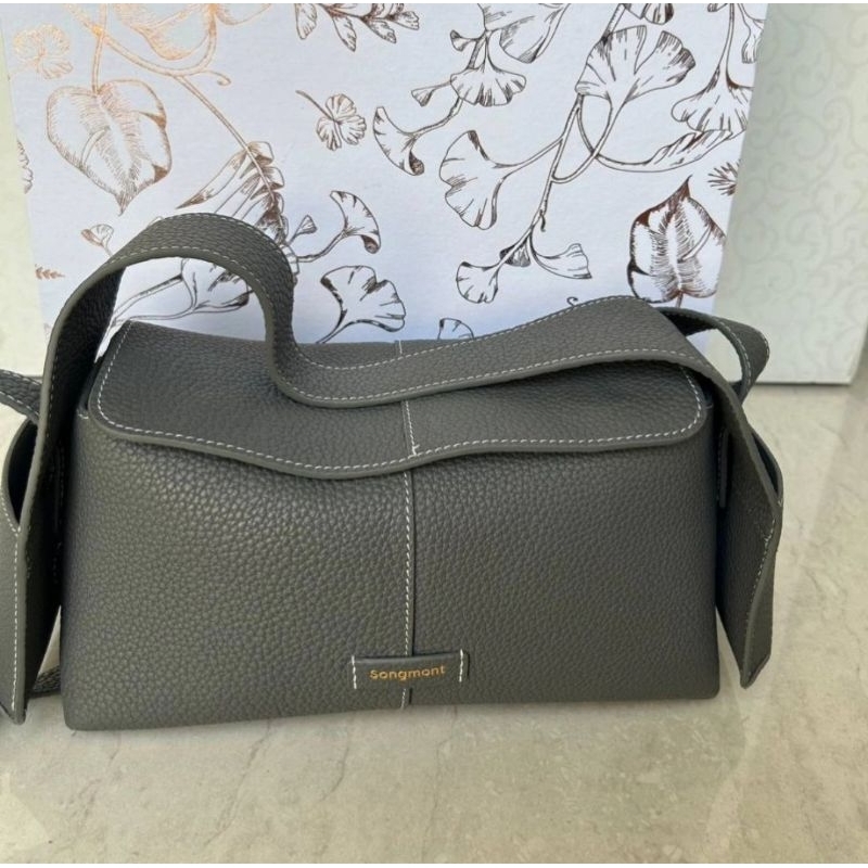 Jual PL) Songmont Small drippy leather hobo bag in grey | Shopee Indonesia