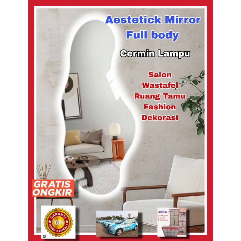Jual Kaca Aestetick Cermin Besar Lampu Led Wastafel Ruang Tamu Dekorasi ...