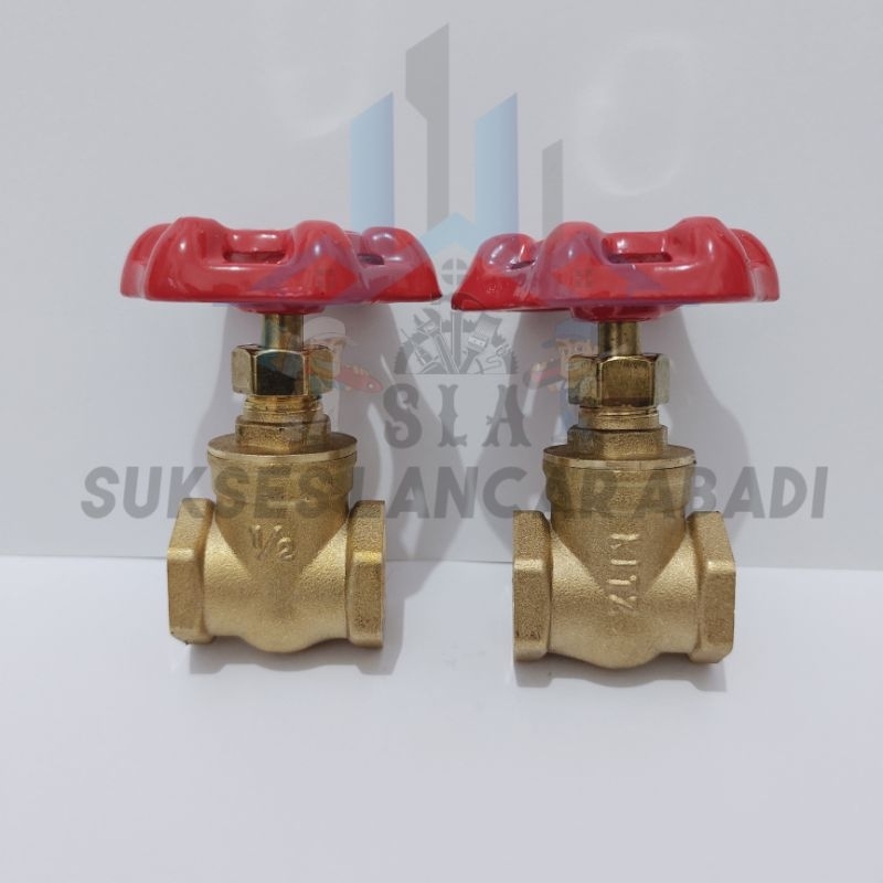 Jual GATE VALVE KUNINGAN KITZ 1/2"/STOP KRAN PUTAR DRAT DALAM KUNINGAN | Shopee Indonesia