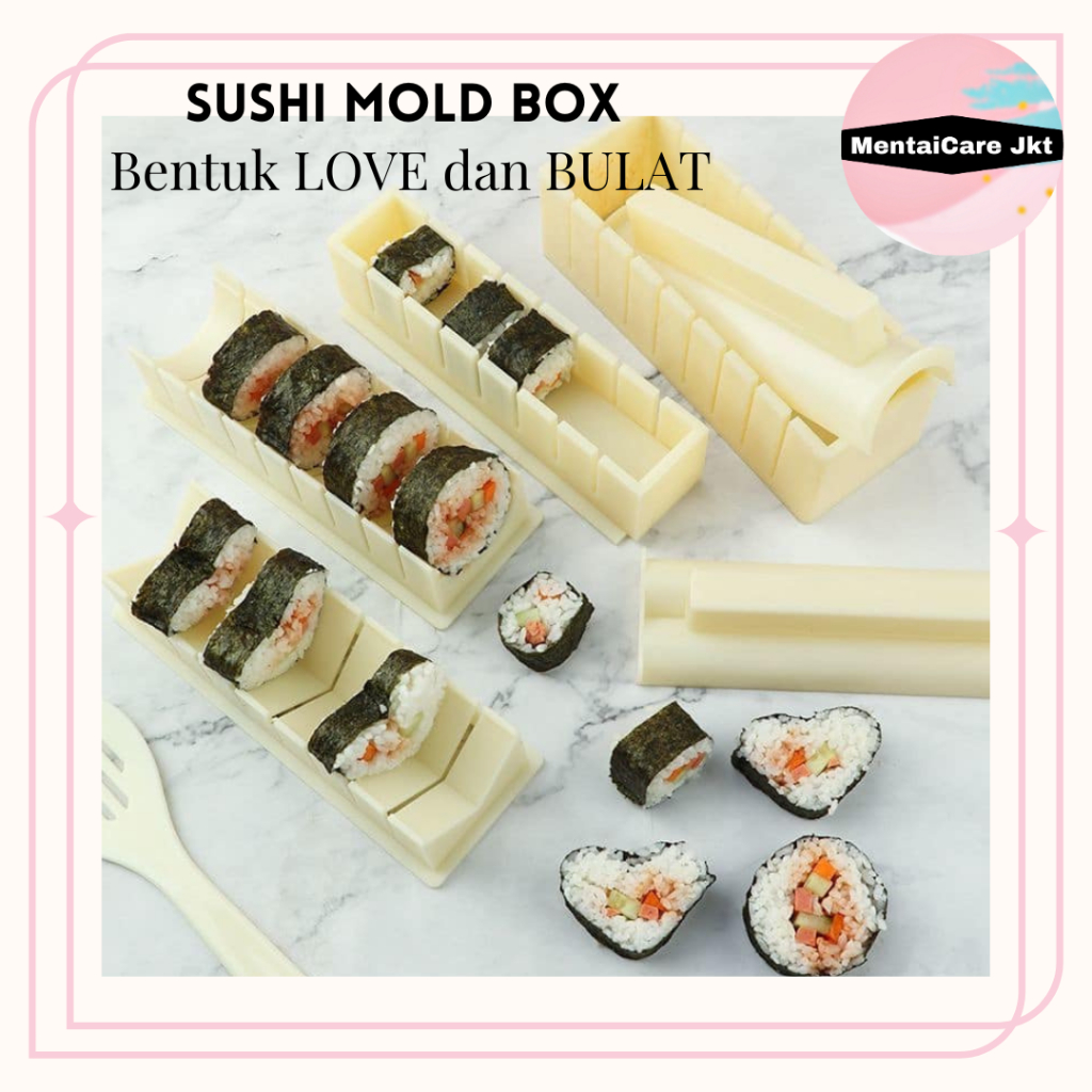 Jual Sushi Mold Box Cetakan Sushi Bentuk Bulat dan Hati Praktis Bisa ...