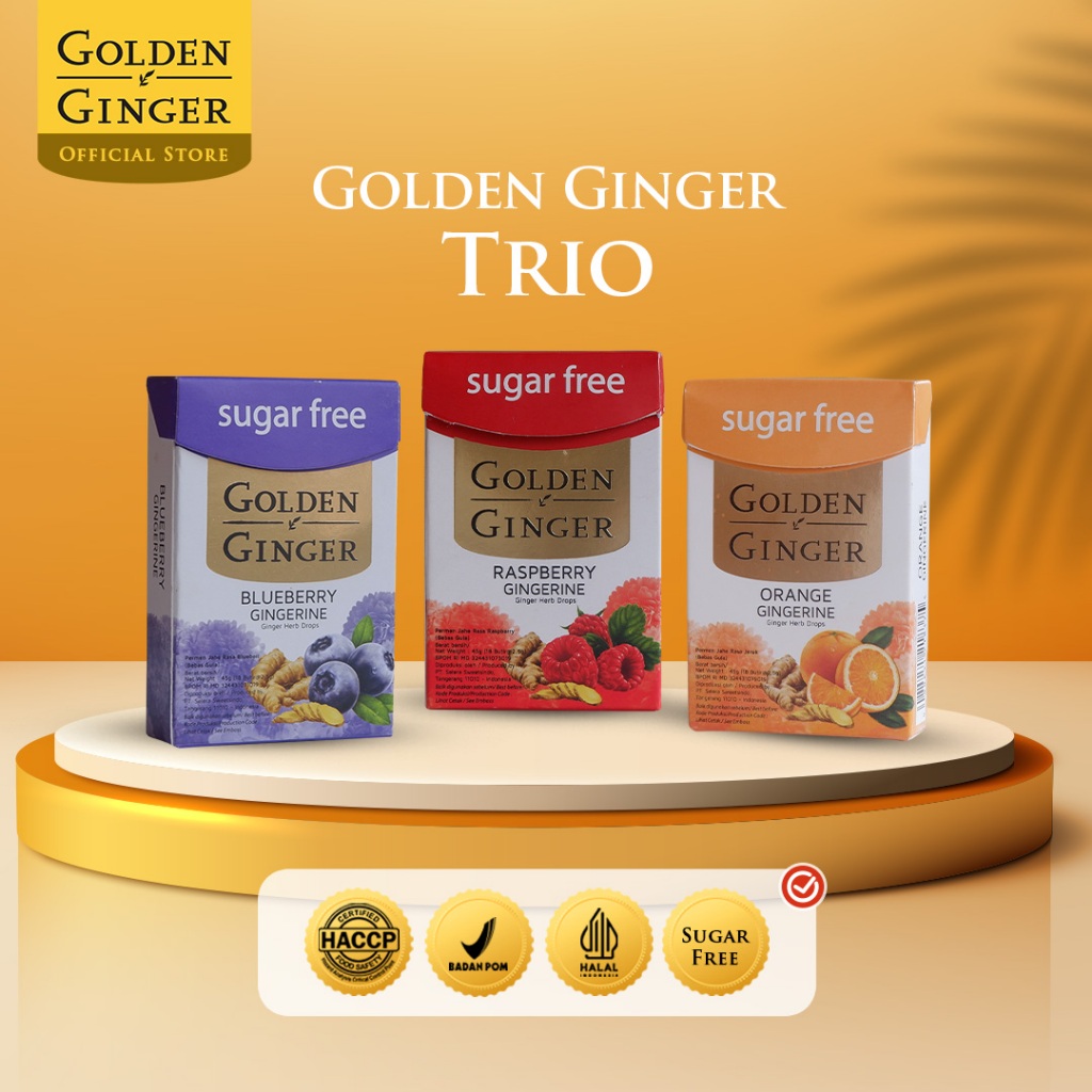 Jual Golden Ginger Trio (Flip Top) (Blueberry, Raspberry, & Orange ...