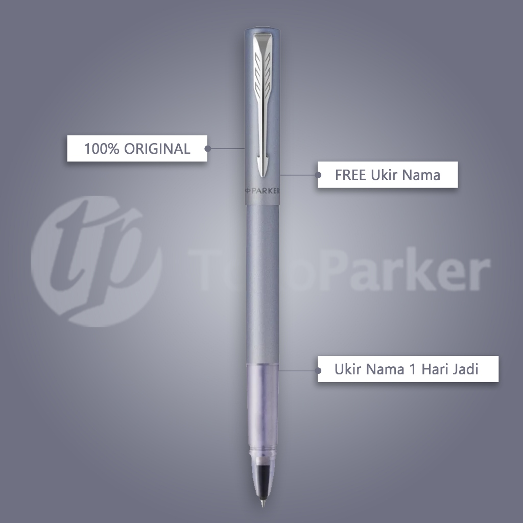 Jual Pulpen Parker Vector Silver Blue Gratis Ukir Nama Rollerball ...