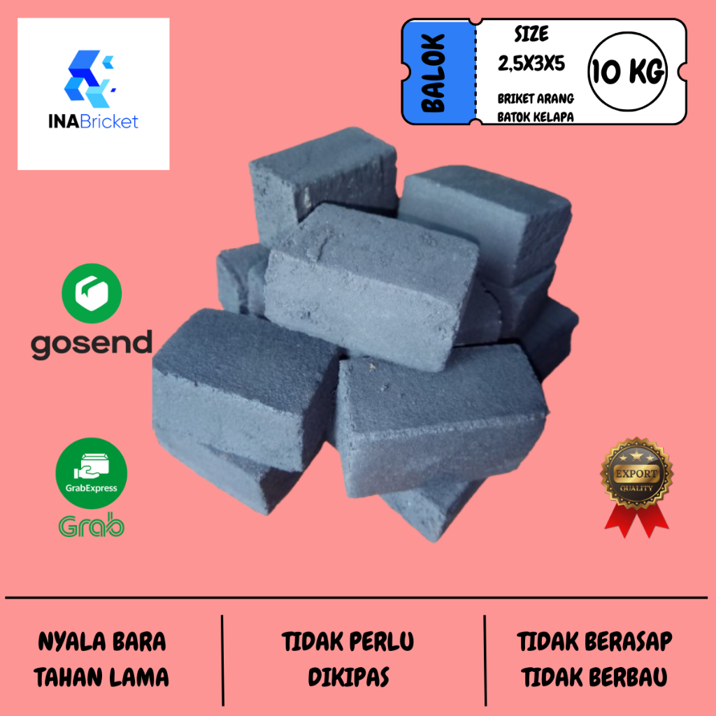 Jual Briket Arang Batok Kelapa Balok 10kg | Shopee Indonesia