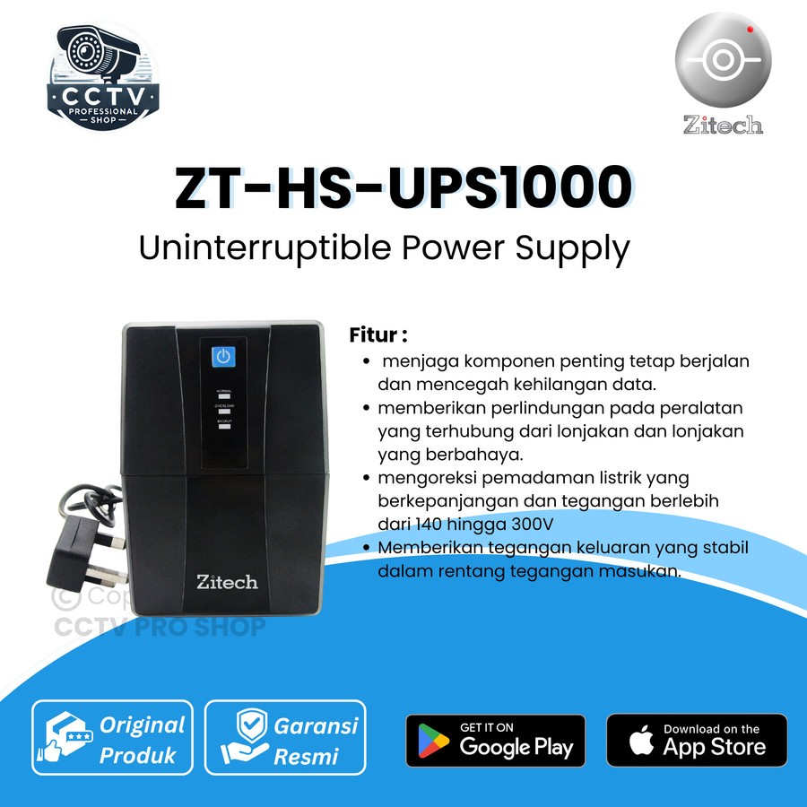 Jual Zitech UPS ZT-HS-UPS1000 1000VA 500W Uninterrupted Power System ...