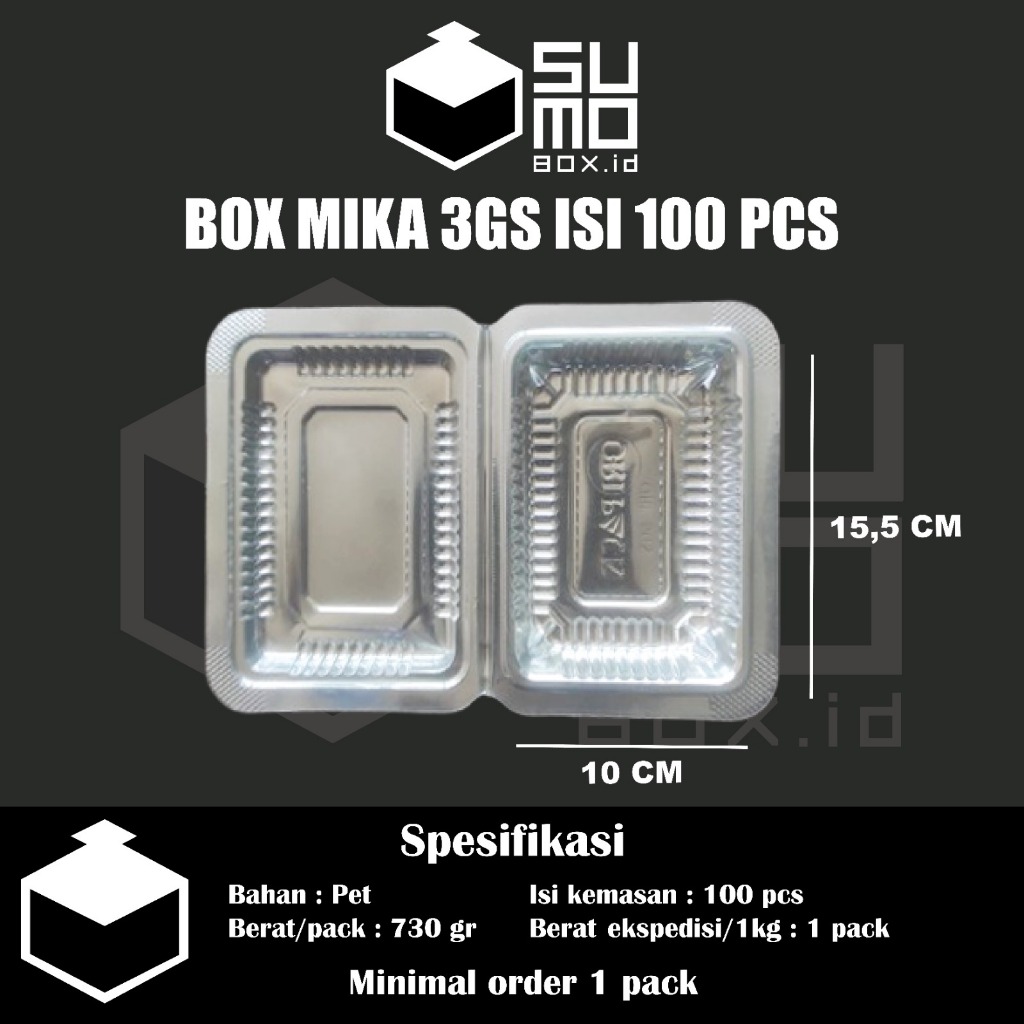 Jual Kotak Mika Plastik ukuran 3GS isi 100pcs / Box Makanan Kue Roti ...