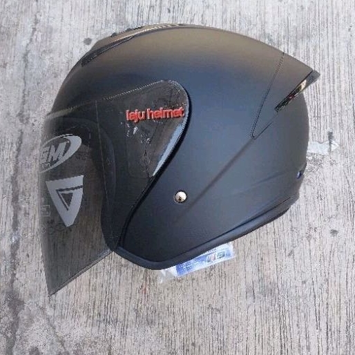Jual helm GM G1 Elite solid black doff GM G1 original half face ...