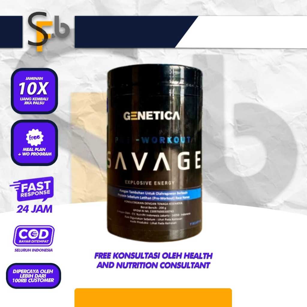 Jual GENETICA Savage Pre Workout Powder 200 Gram | Shopee Indonesia