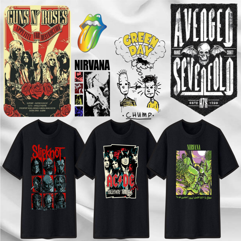 Jual SABLON STIKER DTF UKURAN 19CM TEMA BAND ROCK P2 | Shopee Indonesia