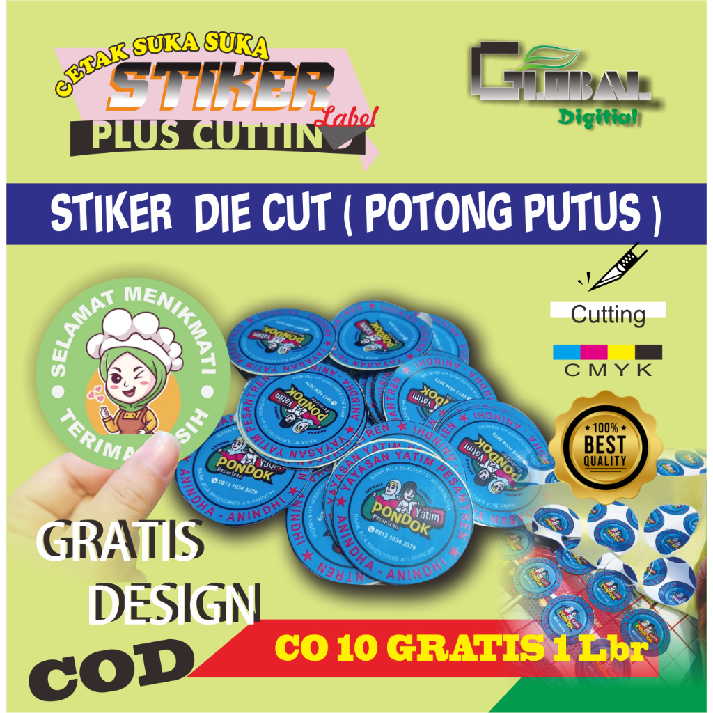 Jual Cetak Stiker Vinyl A3+ Cutting Putus Die Cut / Cetak Stiker ...