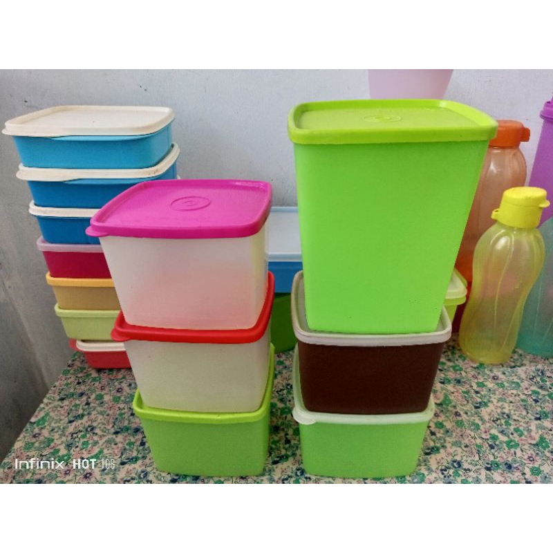 Jual TOPLES MEDIUM SQUARE ROUND / WADAH SNACK ORIGINAL TUPPERWARE ...